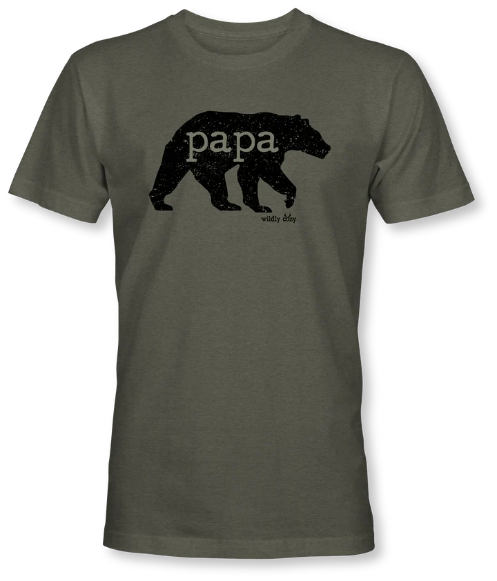 Papa Bear Tee Heather Military Green – Booskies Boutique